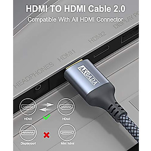 AkoaDa 2 Pack 4K HDMI Cable 16FT, 18Gbps High Speed HDMI 2.0 Nylon Braided Cable, 4K@60Hz, Ultra HD, 2K, 1080P, ARC Compatible with Roku TV, Fire TV, PC, PS5, PS4, X-Box, Monitor