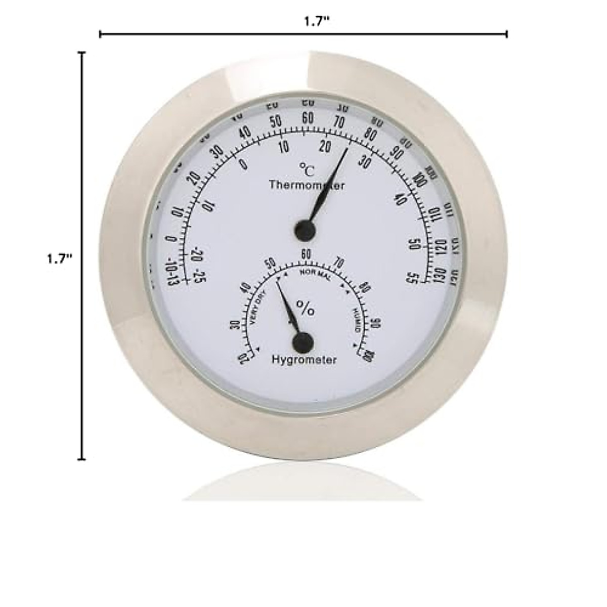 Guitar Case Hygrometer,Hygrometer Thermometer for Humidor Violin,Round Alloy Digital Thermometer Hygrometer Humidity Temperature Meter for Violin Guitar Case for Indoor and Outdoor(Silver)