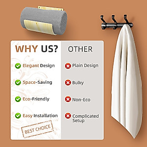 White Wood Towel Racks for Bathroom - Set of 4 Wall Towel Racks Versatile Hanging Towel Organizer Wood Towel Holder for Rolled Towels Spa Blanket Yoga Mat – Easy Installation Eco-Friendly