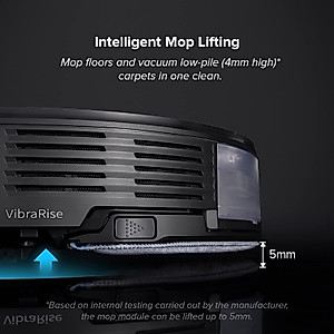 roborock S7+ Robot Vacuum and Sonic Mop with Self-Empty Dock, Stores up to 60-Days of Dust, Auto Lifting Mop, Ultrasonic Carpet Detection, 2500Pa Suction, Black