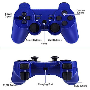 Game Controller, Wireless Controller Double Vibration Gamepad Compatible with 3 System, with Charging Cable