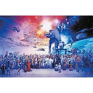 POSTER STOP ONLINE The Star Wars Galaxy - Episode I-VI - Movie Poster/Print (All Characters, Spaceships & Vehicles) (Size 36" x 24")