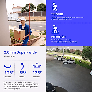 VIKYLIN 8MP IP POE AI Camera, Active Deterrence, 4K @30fps 98ft Night Color Vision F1.0,Vehicle & Human Detection, 2-Way Audio,SD(256GB),IP67 Security Wizsense Outdoor Turret Camera(GK3849)