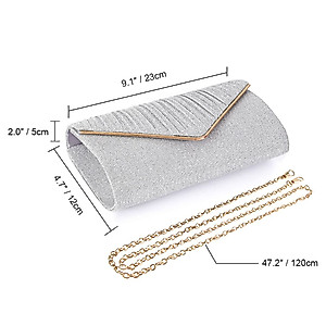 Gionforsy Evening Clutch Bag for women Sparkling Clutch Purse Roaring 20s Gastby Bag for Wedding Cocktail Dance Party (Style3-Silver)