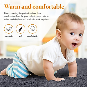 Shihanee 100 Tiles Bulk Foam Play Mat Interlocking Carpet Tiles Baby Play Mat Short Coral Fleece Plush Puzzle Foam Floor Mat for Kids Toddler Play Area Home Bedroom Parlor(Gray)