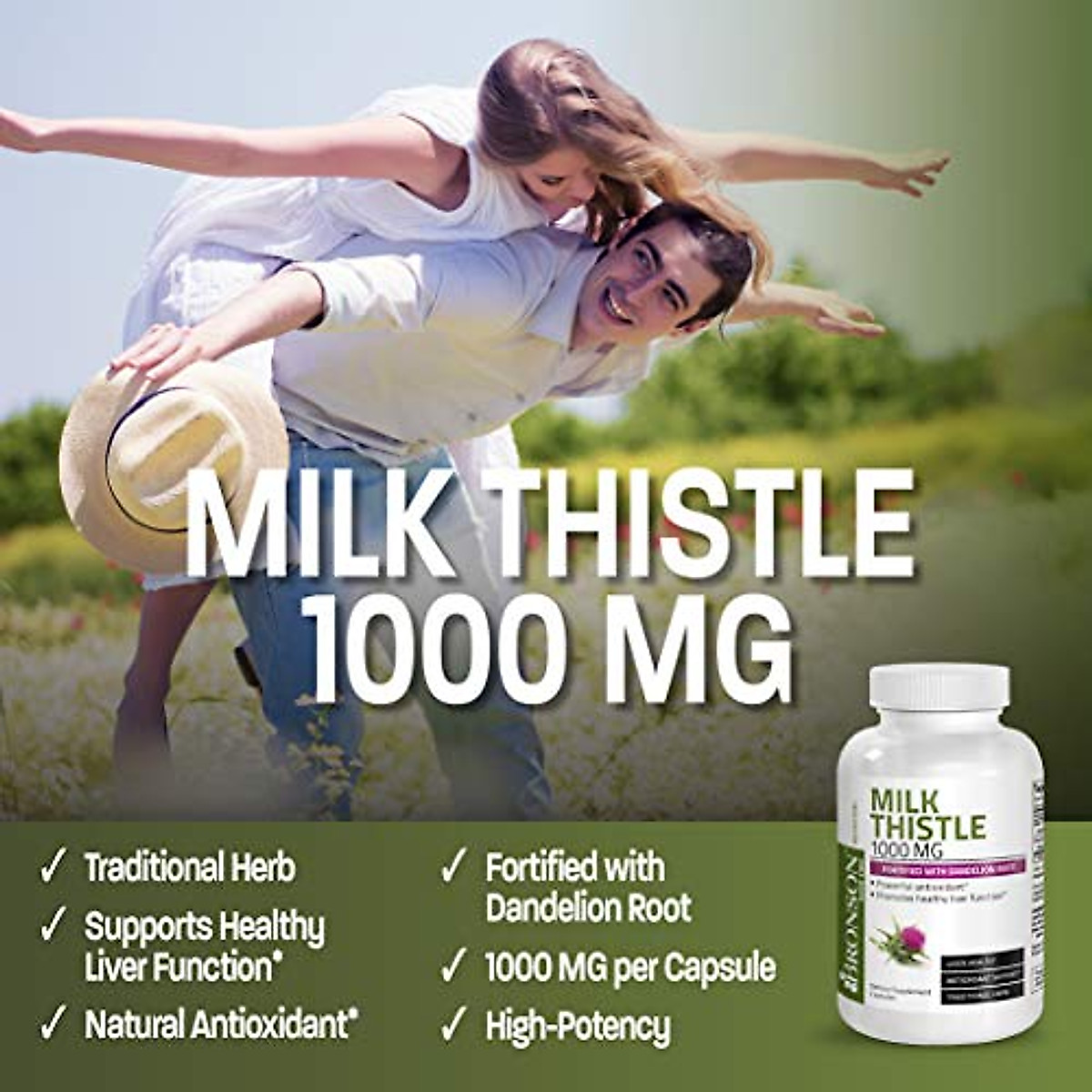 Bronson Milk Thistle 1000mg Silymarin Marianum & Dandelion Root Liver Health Support 120 Capsules
