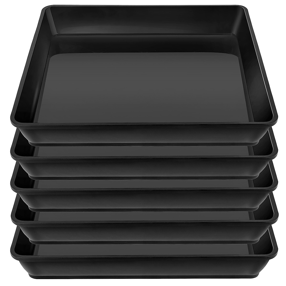 LWALRS Square Plant Saucer 6 8 10 12 14 16 18 20 Inch 5 Pack, Plastic Plant Saucers, Plant Water Dray Tray, Garden Planters for for Pots Base Indoors and Outdoors Plants（6 inch Black）