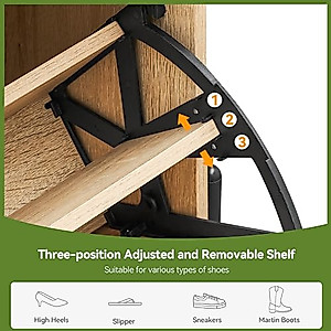 IDEALHOUSE Natural Rattan 3 Flip Door with 1 Drawer Shoe Cabinet Organizer Freestanding, Shoe Rack Storage Cabinet for Entryway with 3-Tier Adjustable Shelves for Slippers, Sneakers, Heels, Boots