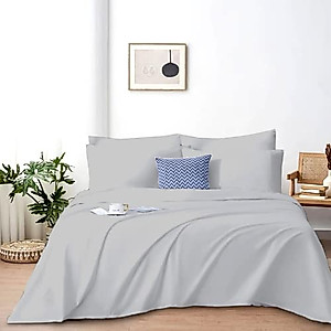 Sheet Set Cal-King Size 100 % Cotton Sheets 4 Piece Sheet Set 500 Thread Count Cotton Sheets BedSheet and Pillowcase Long Staple Cotton Sheet Breathable Cotton Sheets Light Grey Solid Sheet Set