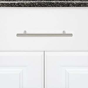 Amazon Basics Euro Bar Cabinet Handle (1/2-inch Diameter), 7.38-inch Length (5-inch Hole Center), Satin Nickel, 25-Pack