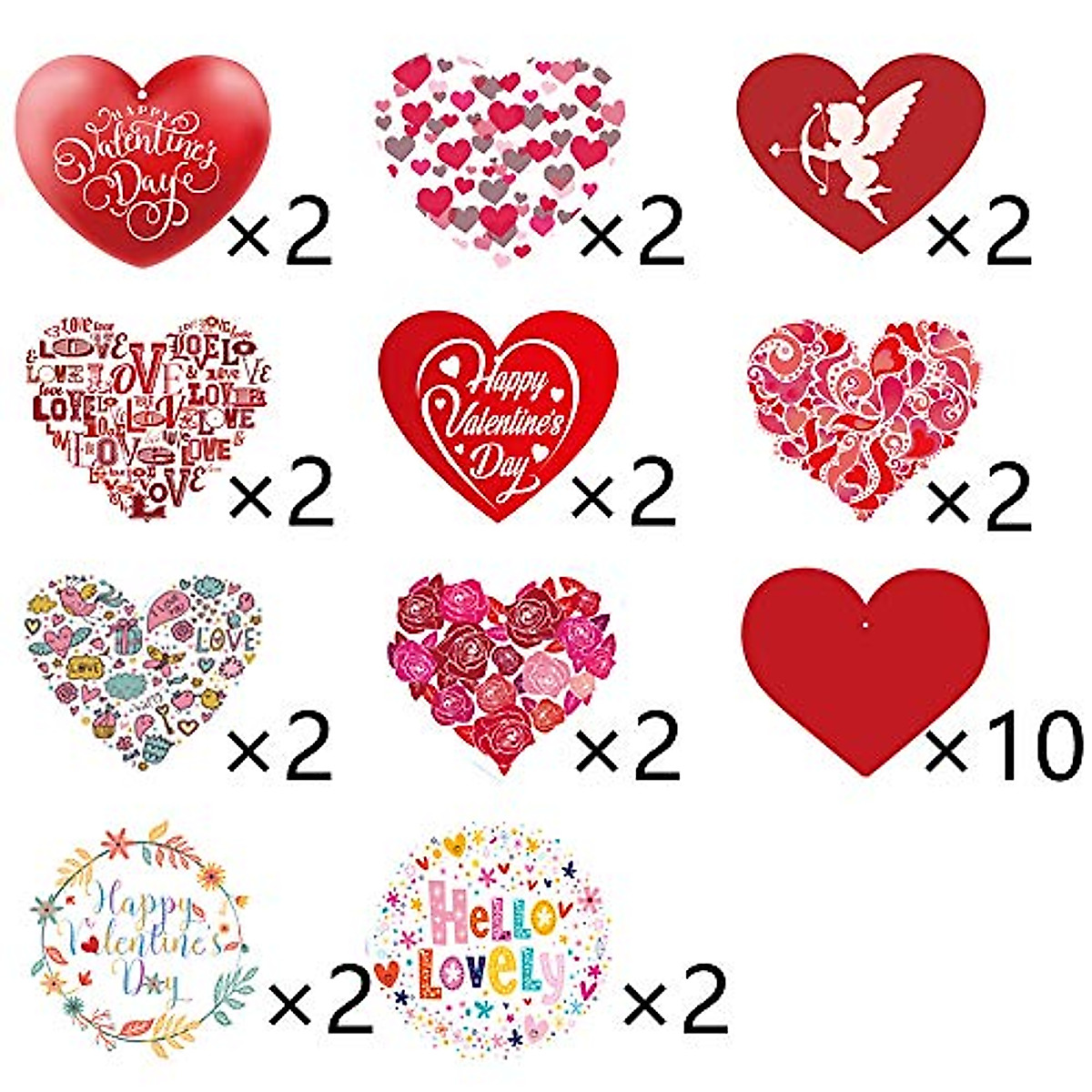 GOER Valentine's Day Party Decorations,30 Pcs Hanging Swirls with 1000 Pcs/0.35 oz Heart Confetti Valentine's Day Party Supplies