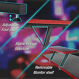 VICTONE L Shaped Gaming Desk 51 Inch Computer Corner Desk, Home Pc Desk, Office Writing Workstation with Large Monitor Stand, Space Saving Table (Black)