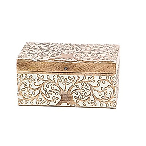 Deco 79 Mango Wood Floral Box with Hinged Lid, Set of 3 8", 10", 12"W, Brown