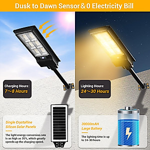 OTeedo 1200W Solar Street Light 120000LM LED Solar Lights Outdoor Waterproof for Garden 3CCT 3000k/4500k/6000k Dusk to Dawn Lighting with Outside Motion Sensor for Backyard,Pool,Garage