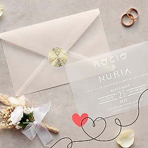 Pobees 30 Sheets 1.5"-1.8" Large Gold Foil Envelope Seal Stickers for Wedding Invitations,Greeting Cards,Party,Graduation,Gift Packaging,Self-Adhesive