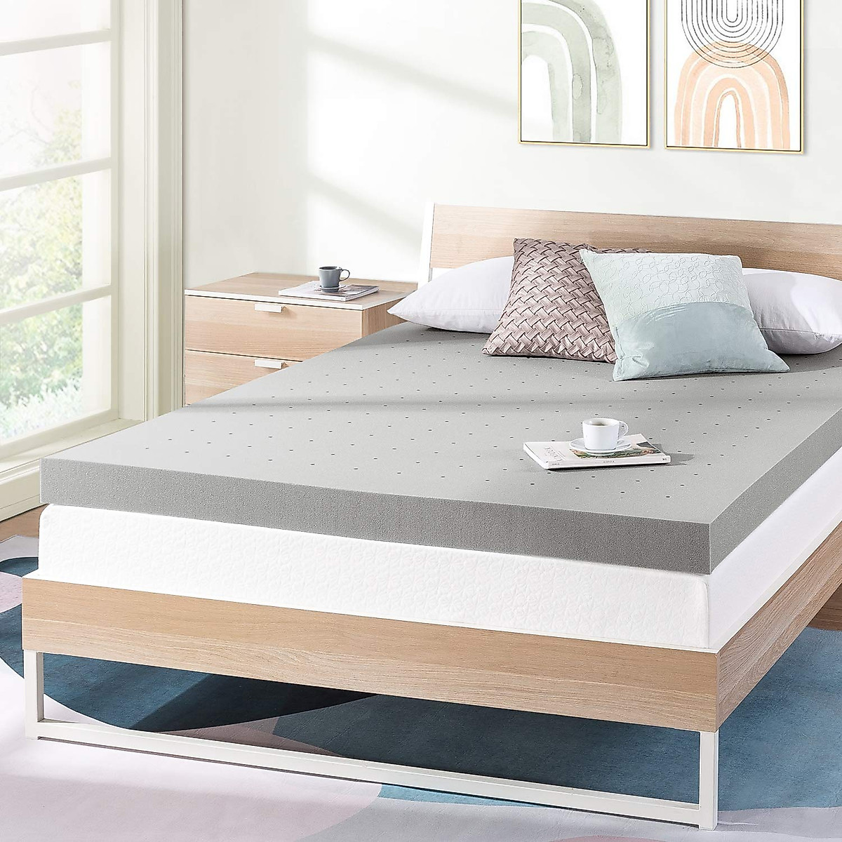 Best Price Mattress 4 Inch Ventilated Memory Foam Mattress Topper with Plant-based Infusion, Twin