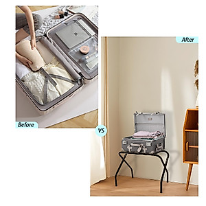 InHomFu Luggage Rack, Pack of 2, Heavy-Duty Metal Suitcase Stand, X-Type Folding Luggage Stand, Luggage Holder for Guest Room, Bedroom, Hotel, Holds up to 110 lb, Black