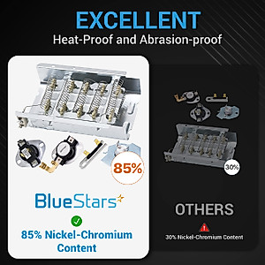 BlueStars 279838 W10724237 Dryer Heating Element 3387134 3977767 Thermostat 3392519 3977393 Thermal Fuse Kit - For Whirlpool Kenmore Roper Amana Dryers NED4655EW1 MEDX655DW1 8565582 3403585 AP3094254