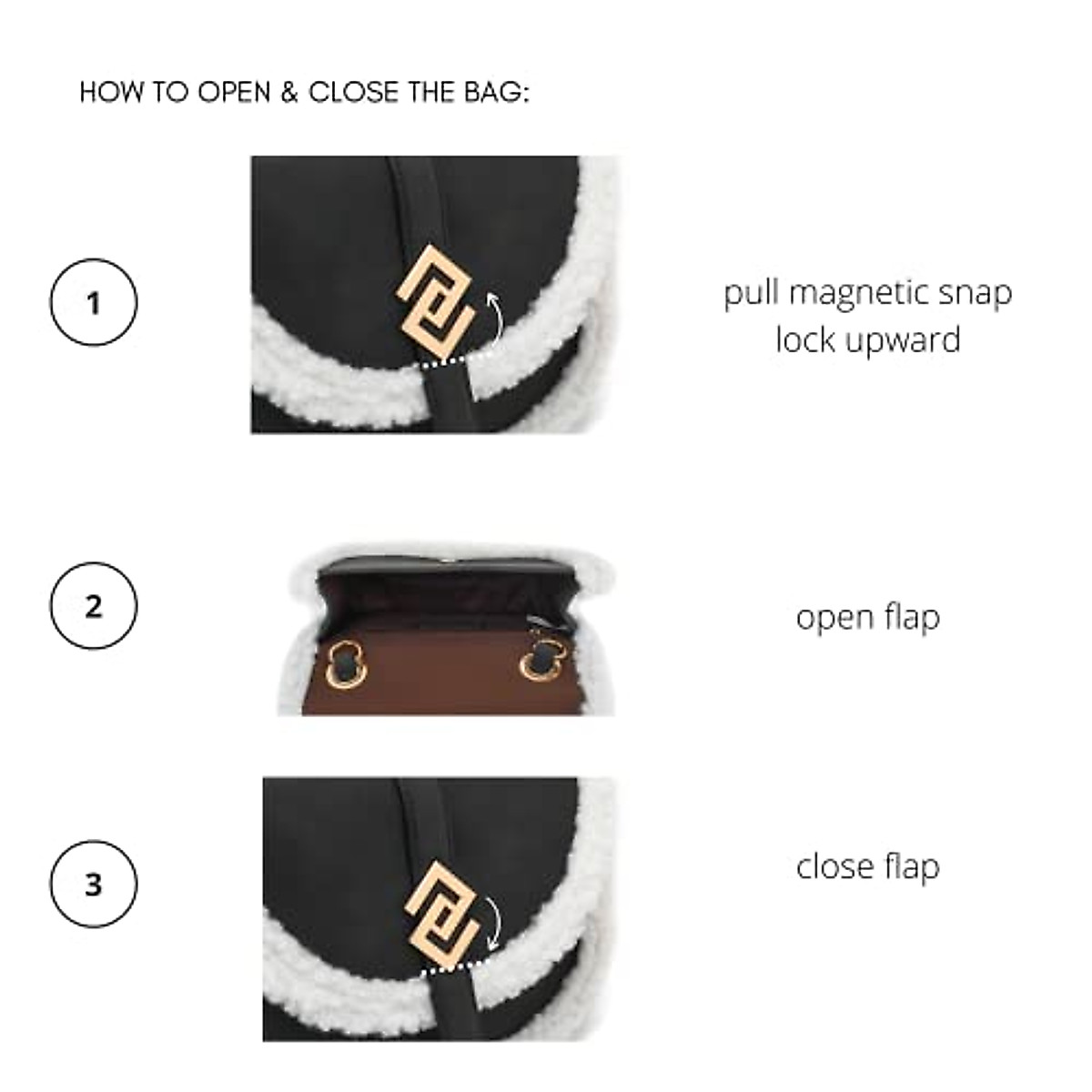 Scarleton Crossbody Bags for Women, Faux Fur Shoulder Bag Purse, Crossbody Bag, Fuzzy Purses for Women Crossbody Purse, H209701 - Black