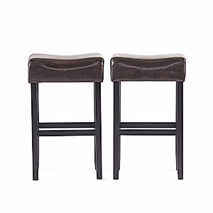Christopher Knight Home Portman Leather Backless Barstools, 2-Pcs Set, Brown