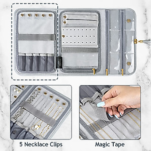 MATEIN Jewelry Travel Organizer for Women, Tangle Free Portable Leather Jewelry Storage Roll Bag Envelope Clutch, Waterproof Lightweight Jewelry Case Holder for Necklaces, Rings, Earrings, Bracelets