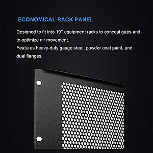 KENUCO Blank Rack Mount Panel Spacer with Venting for 19-Inch Server Network Rack Enclosure Or Cabinet Black (Plate-3U)