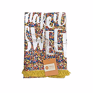 TARAN LIVING Printed Kitchen Dish Bar and Tea Towels Cotton, 18x28 inch with Trims, Cotton Dish Towel Sets (Yellow & White, Set of 2)