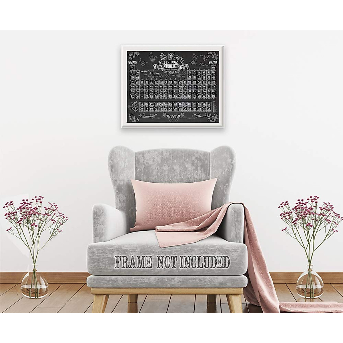 Periodic Table of Elements Poster - Great Science Classroom Decor, Homeschool Art Poster, Great Science Teacher Gift and Chemistry Physics Students, Choose Unframed Poster or Canvas (Chalkboard Style)