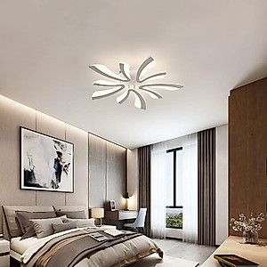 Goeco Modern Ceiling Light, 27.5'' Dimmable LED White Acrylic V-Shaped Flush Mount Ceiling Lights, 3000K/4000K/6500K with Remote Control Ceiling Light Fixture for Living Room, Dining Room, Bedroom