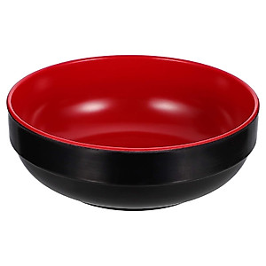 Hemoton Ramen Soup Bowls Japanese Style Wonton Dumpling Noodle Black Red Melamine Bowl Food Serving Container Bowl for Home Kitchen