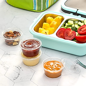 [130 Sets - 2 Oz ] Jello Shot Cups, Small Plastic Containers with Lids, Airtight and Stackable Portion Cups, Salad Dressing Container, Dipping Sauce Cups, Condiment Cups for Lunch, Party to Go, Trips