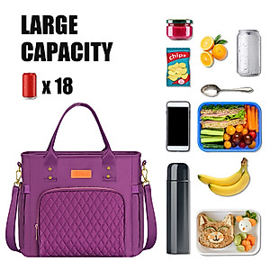 Yitote Lunch Bag Women Insulated with 4 Icepacks,Cute Lunch Bags for Women with Bottle Holder,Lunch Box for Women Lunch Bag with Adjustable Shoulder Strap,Women Lunch Bags for Work (Black)