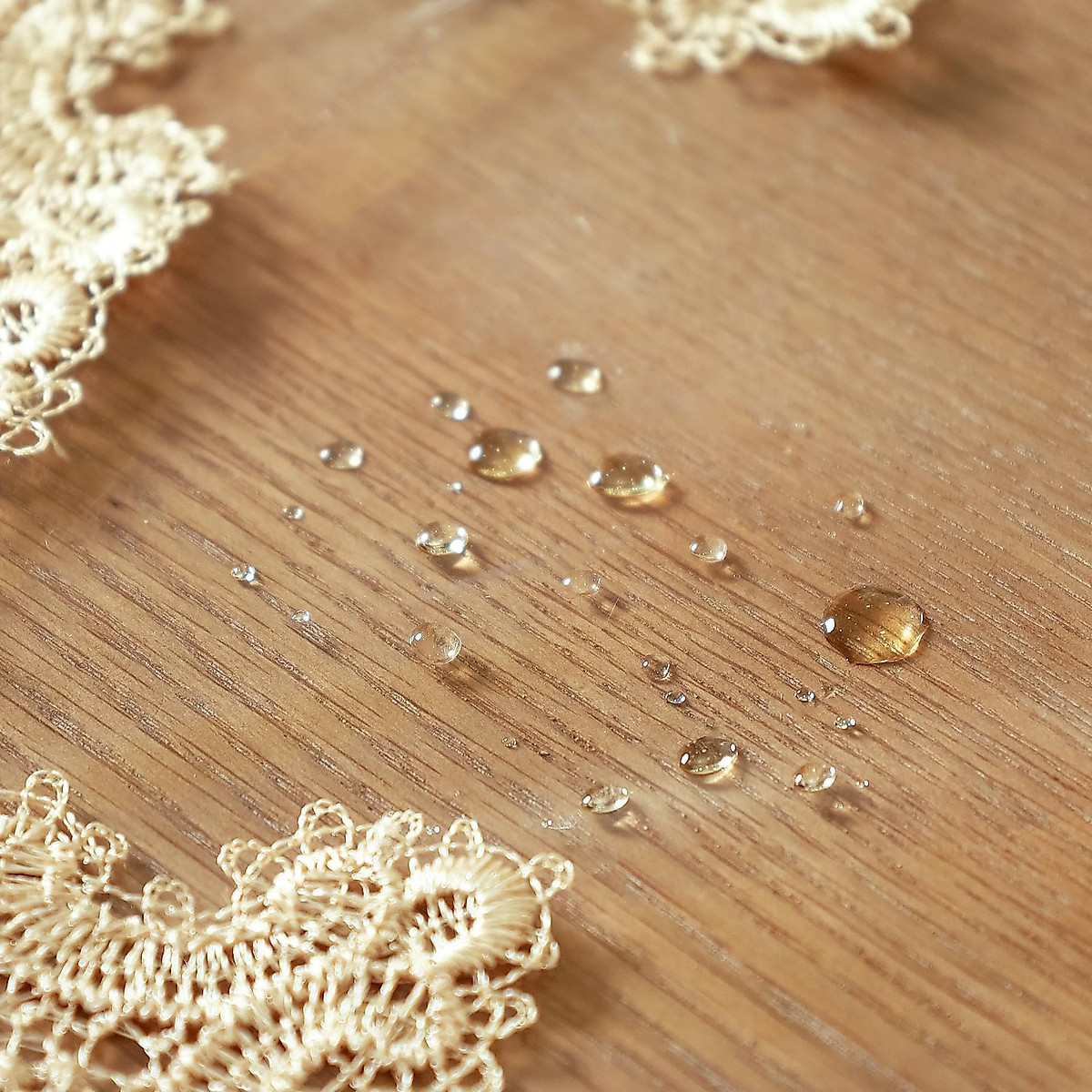 OOKSEN Table Cloth, Rectangle Clear Plastic Tablecloth Waterproof Vinyl Tablecloths Transparent Oil Spill Proof Wipeable Table Cover Protector for Kitchen Dining (Light Brown, 52" x 70")