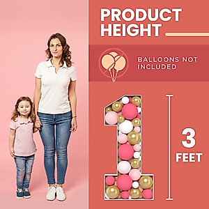 Super Easy Assembly 3FT Large Marquee Numbers - Number 1 Balloon Frame - Mosaic Numbers For Balloons - Ideal Number One Balloon Frame for First Birthday Decorations - Numero 1 Para Decoracion