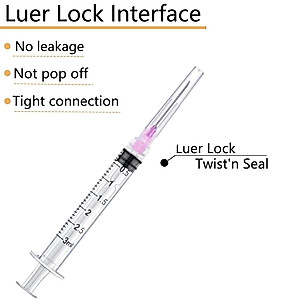 50 Pack 3ml Luer Lock with 18 Gauge 1.5 Inch for Scientific Labs Measuring and Dispensing, Individually Sealed Wrapped