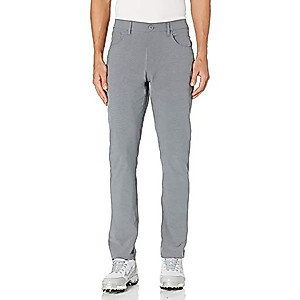 PGA TOUR Men's Flat Front Comfort Stretch 5 Pocket Golf Pant, Dk Grey Heather, 38W x 32L