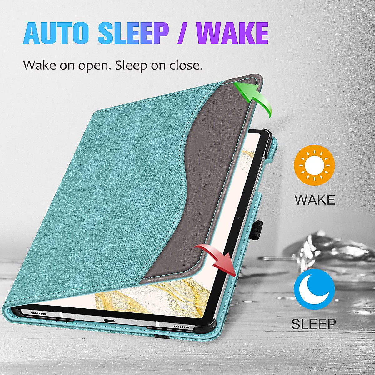 Fintie Case for Samsung Galaxy Tab S10 Plus/ S9 Plus/ S8 Plus/ S7 FE/ S7 Plus 12.4 Inch, Multi-Angle Viewing Protective Cover with Pocket, Auto Sleep/Wake, Turquoise