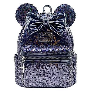 Loungefly X LASR Exclusive Disney Celestial Dreams Black Holographic Sequin Minnie Mini Backpack - Fashion Cosplay Disneybound Cute Backpacks