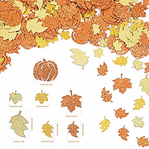 300 Pcs Fall Glitter Maple Leaf Pumpkin Party Table Confetti Autumn Harvest Thanksgiving Table Scatter for Fall Party Birthday Bridal Shower Decor