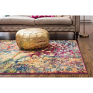 Unique Loom Jardin Collection Colorful, Vibrant, Abstract, Modern Area Rug, 3 ft 3 in x 5 ft 3 in, Multi/Blue