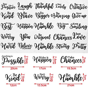 Leinuosen 25 Pcs Vinyl Wall Quotes Stickers Inspirational Quotes Decal Motivational Decor Wall Sticker Positive Saying Wall Art Decor for Bedroom Living Room Office DIY Art