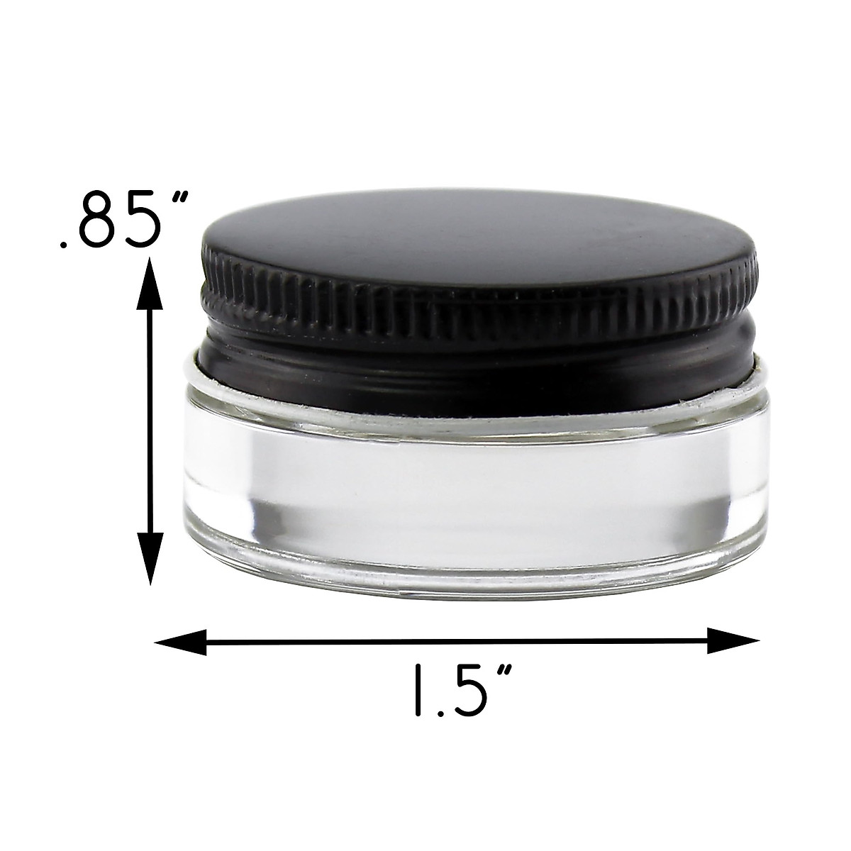 Cornucopia Brands 7-Milliliter Glass Lip Balm Jars (24-Pack).25-Ounce Thick-Walled Containers (7ml Clear with Black Metal Lids)