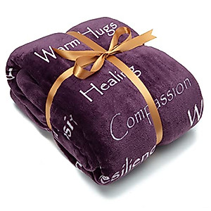 Chanasya Healing Warm Hugs Gift Throw Blanket - Sympathy Gift Breast Cancer Chemo Survivor Get Well Caring Gifts - Comfort Purple Gift Blanket for Love Support Women Friend - Aubergine