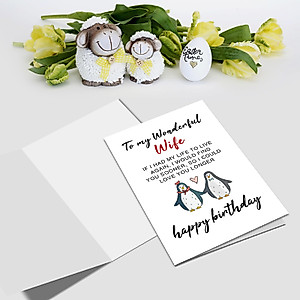 Nchigedy Birthday Card for Wife - Smooth, Heavy Card Stock, Blank Inside, Gold Envelope