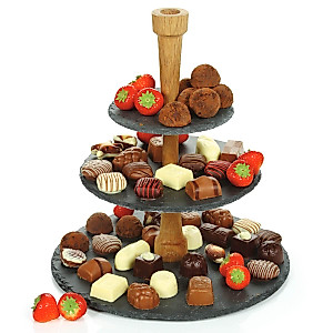 Boska Wooden Serving Party Tower - 3 Layer Best for Cheese, Tapas, Bread, and Desserts Presentation - Board Slab with Non-Slip Feet - Cutting and Charcuterie Board - Dishwasher Safe