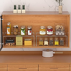 iPEGTOP Set of 2 Medium (13 x 9.4 Inch) Kitchen Cupboard Organiser, Freezer Cabinet Storage Shelf Wire Rack, Rustproof Stainless Steel Shelves for Fridge Pantries Countertops Utensils -Chrome