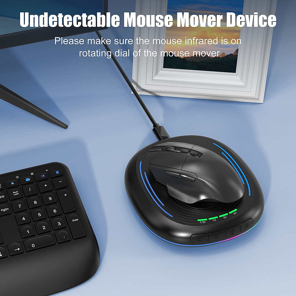 VKAROOD Mouse Jiggler Undetectable Mouse Mover Device with Timer, ON/Off Switch, Breathing Light Mouse Wiggler for Prevent Computer Laptop Screen Sleep (Black)