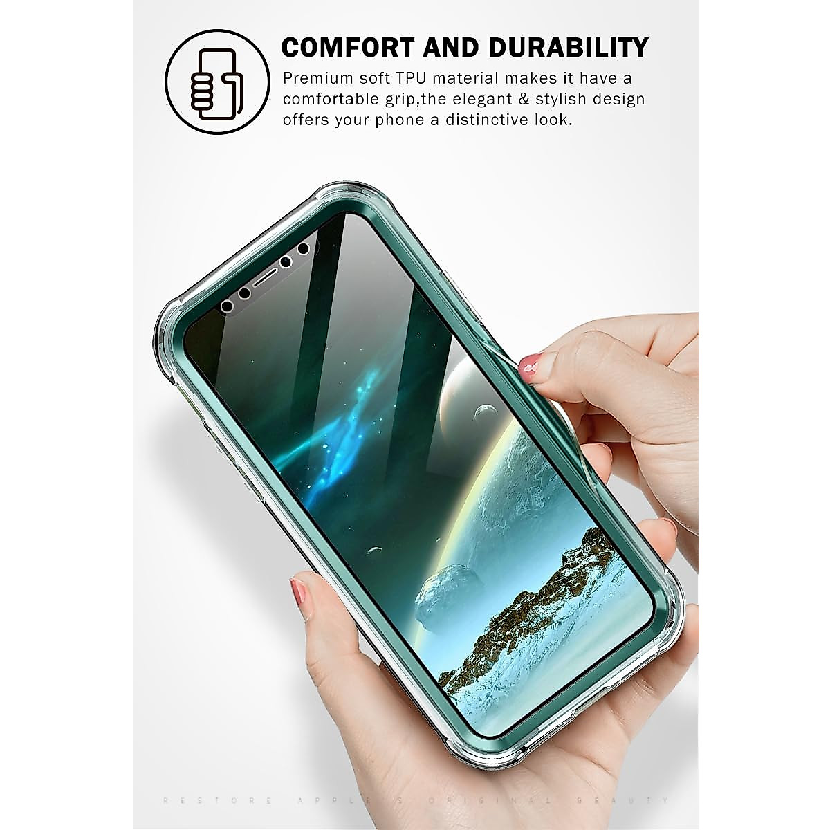 Turquiase Cute Flower Case for iPhone XR 6.1 inch Built with Screen Protector, Lightweight and Stylish Full Body Shockproof Protective Rugged TPU Case for Women/Girls