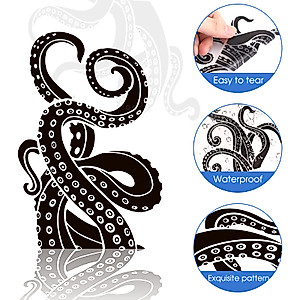 OOTSR 8PCS Octopus Tentacles Wall Decals Sticker, Vinyl Wall Art Decal, Kraken Octopus Toilet Decor Sticker, Wall Art Sticker Tentacles Bathroom Kraken Decal for Toilet Seat