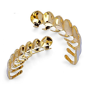 18K Gold Plated Hip Hop Diamond Cut Rugged 8 Teeth TOP and Bottom Grillz Set (Gold&Silver)